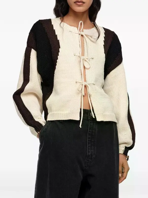 Bimba Y Lola Colour-block Cardigan With Rope Detail