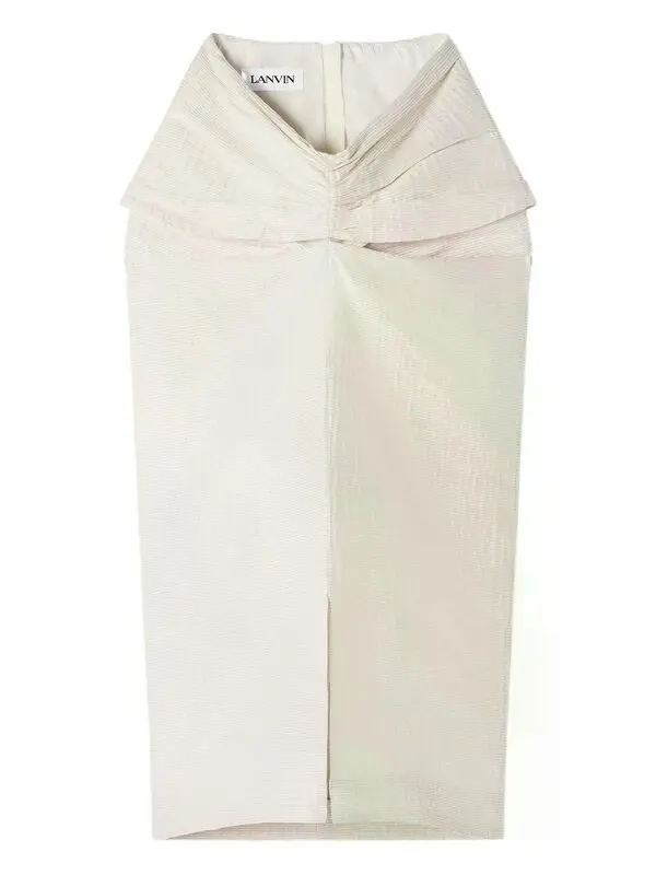 LANVIN Ruched Detail Midi Skirt - Neutrals