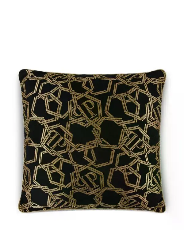 Philipp Plein Jacquard Chains Cushion - Black
