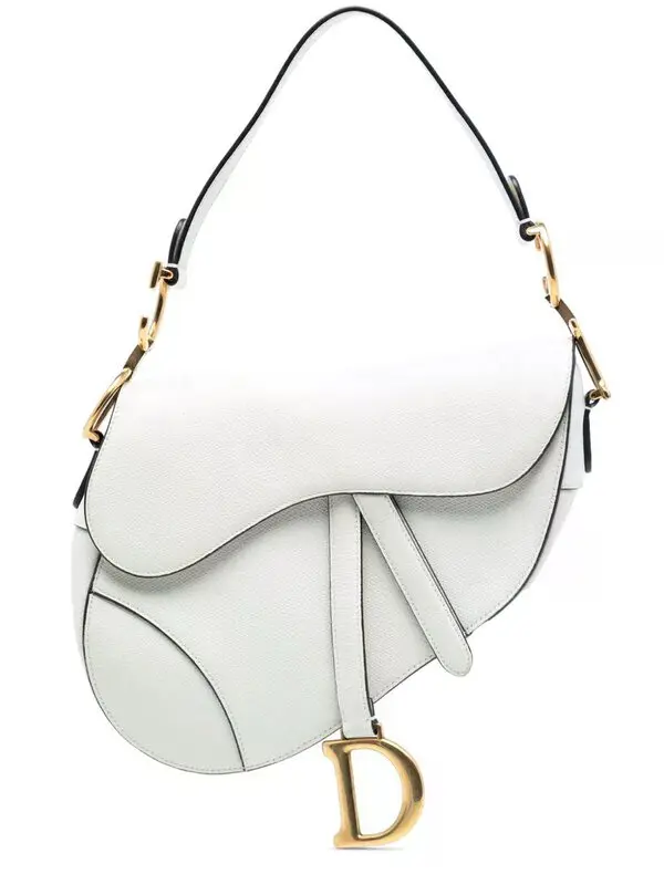 Dior 2018 Grained Calfskin Saddle Bag - White
