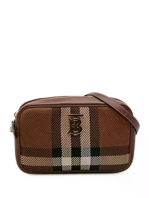 Burberry Small Knitted Check Camera Crossbody Bag