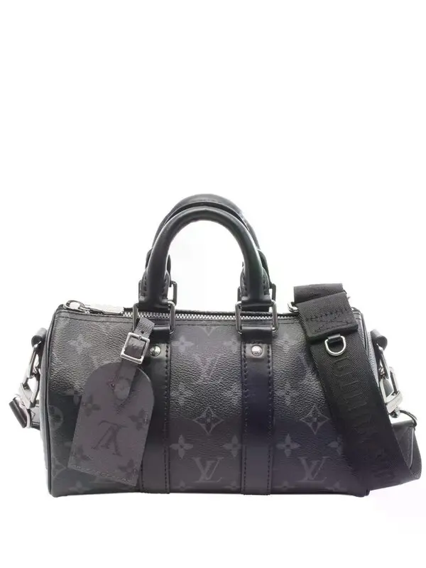 LOUIS VUITTON Monogram Eclipse Reverse Keepall Bandouliere 25 Satchel - Black