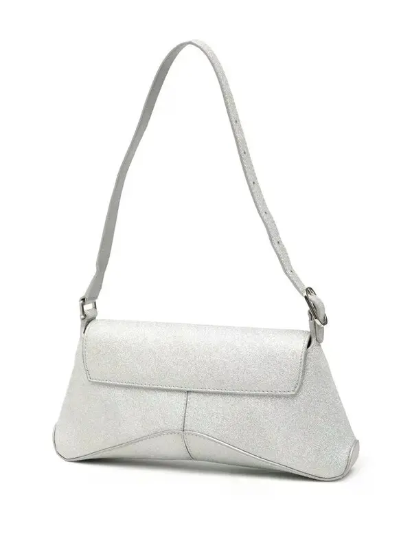 Balenciaga Small Glitter Fabric Xx Flap Crossbody Bag In Silver
