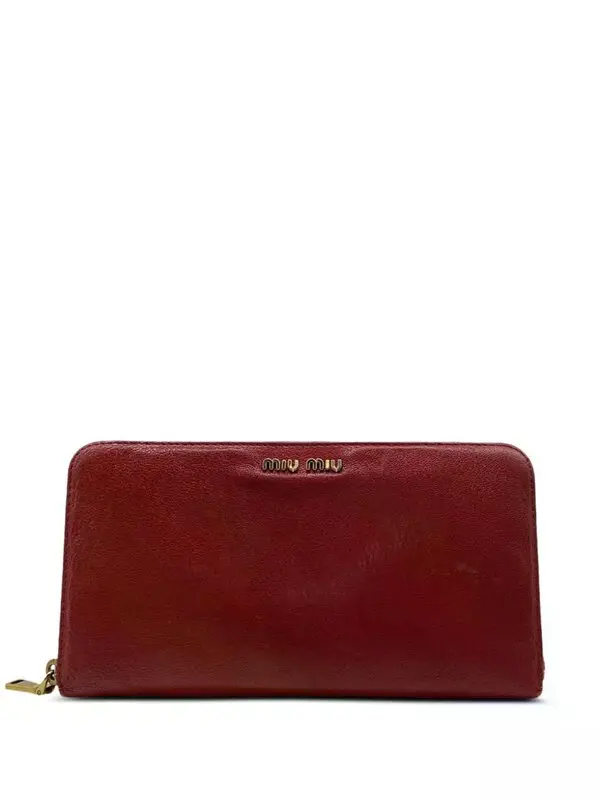 Miu Miu Zip-around Leather Wallet - Red