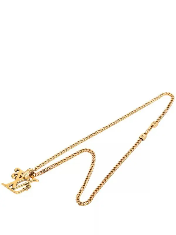 LOUIS VUITTON 2020 Nigo Plated Squared Logo Pendant Necklace - Gold