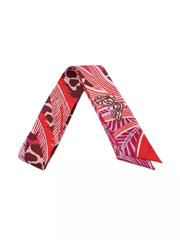 Hermès 2000-2025 Jaguar Quetzal Silk Twilly Scarf Scarves - Pink