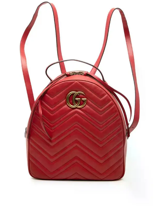 Gucci Small Gg Marmont Matelassé Leather Backpack - Red