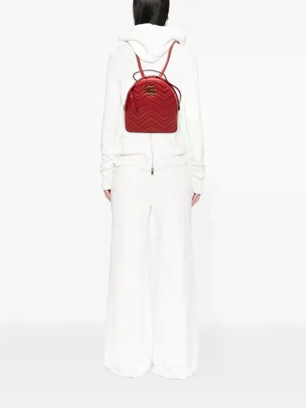 Gucci Small Gg Marmont Matelassé Leather Backpack - Red