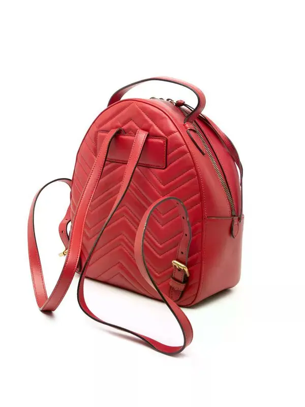 Gucci Small Gg Marmont Matelassé Leather Backpack - Red