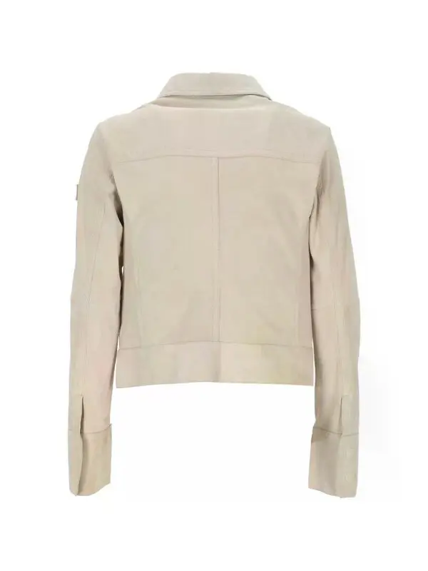 Peuterey Leather Jacket With Pockets - Neutrals