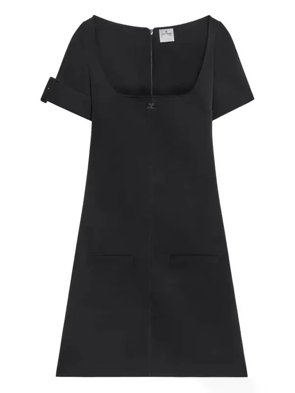 COURREGES Buckle-detail A-line Mini Dress - Black