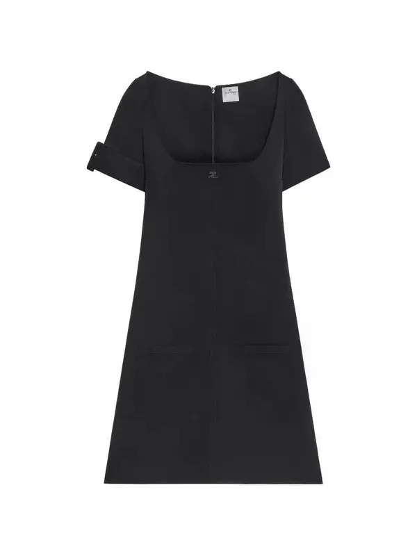 COURREGES Buckle-detail A-line Mini Dress - Black