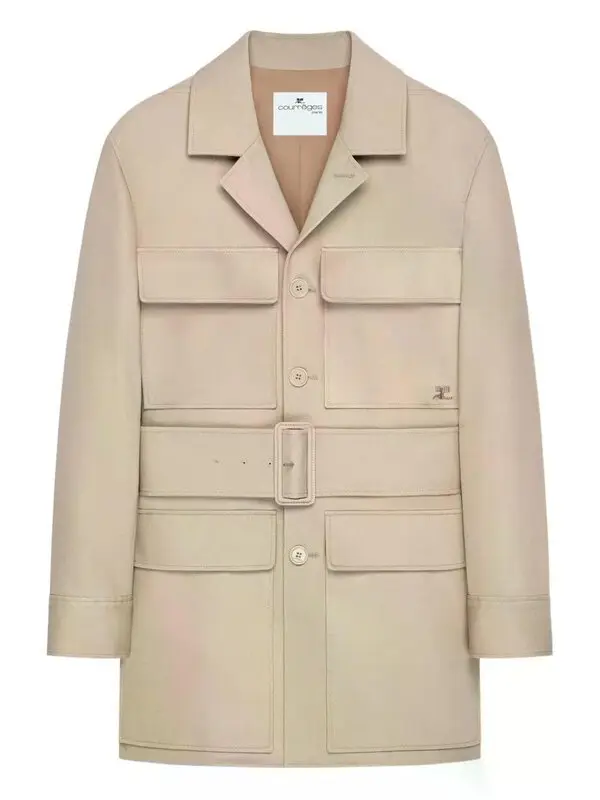 COURREGES Belted Button-up Coat