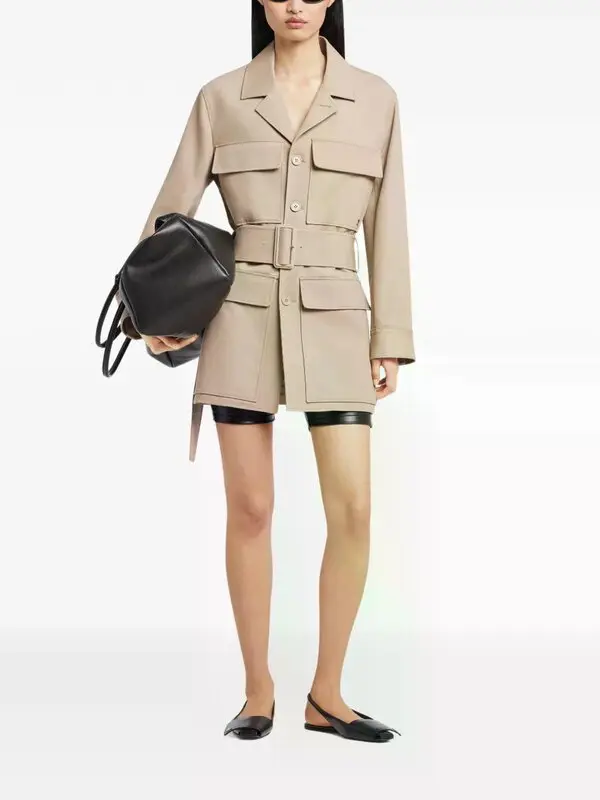 COURREGES Belted Button-up Coat - Neutrals