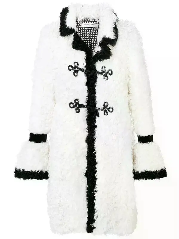 Philosophy Di Lorenzo Serafini Single-breasted Kalgan Shearling Coat - White