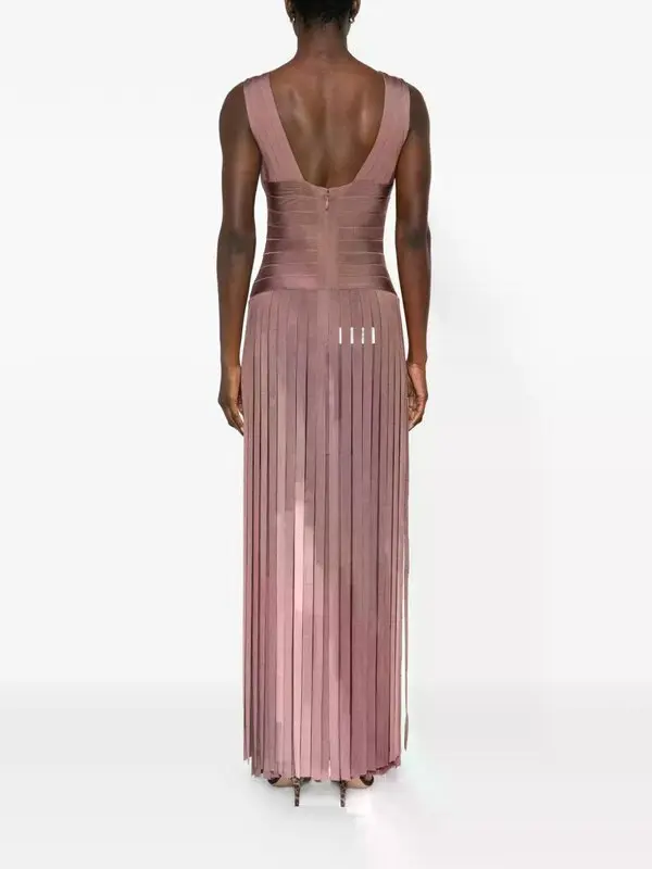 Herve Leger V-neck Pleated Dress - Pink
