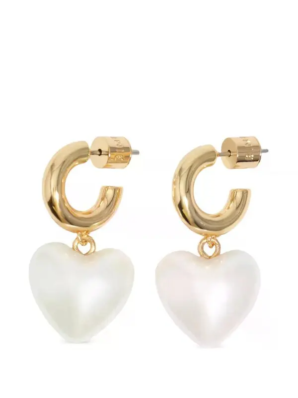 Bimba Y Lola Heart Pearl Hoop Earrings - Gold