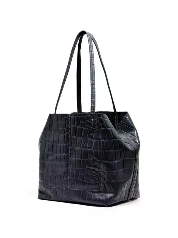 Bimba Y Lola Medium Embossed Leather Tote Bag - Blue