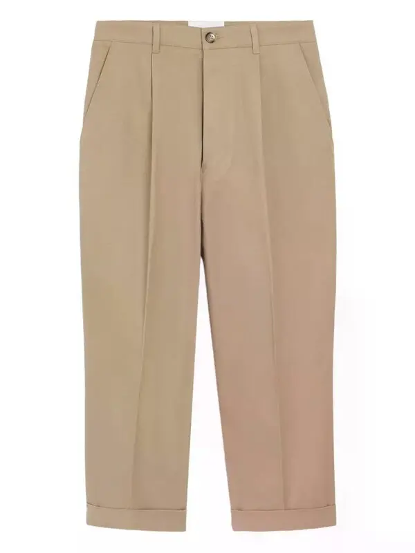 AMI Paris Cotton Carrot Fit Trousers - Neutrals