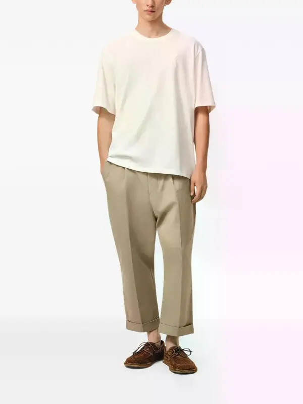 AMI Paris Cotton Carrot Fit Trousers - Neutrals