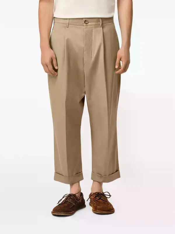 AMI Paris Cotton Carrot Fit Trousers - Neutrals