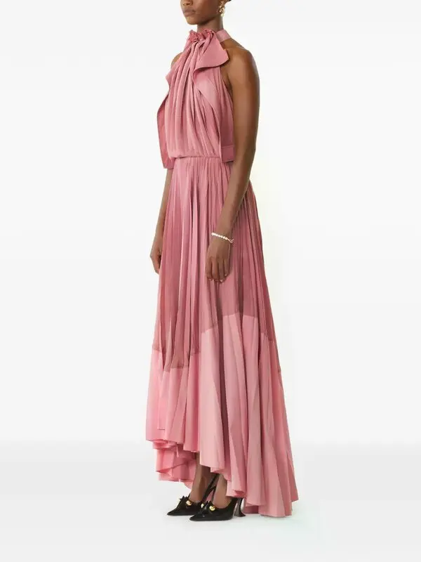 Lanvin Pleated Halterneck Maxi Dress - Pink | Editorialist