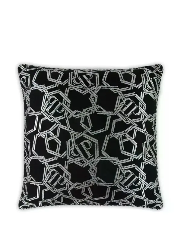 Philipp Plein Jacquard Chains Cushion - Black