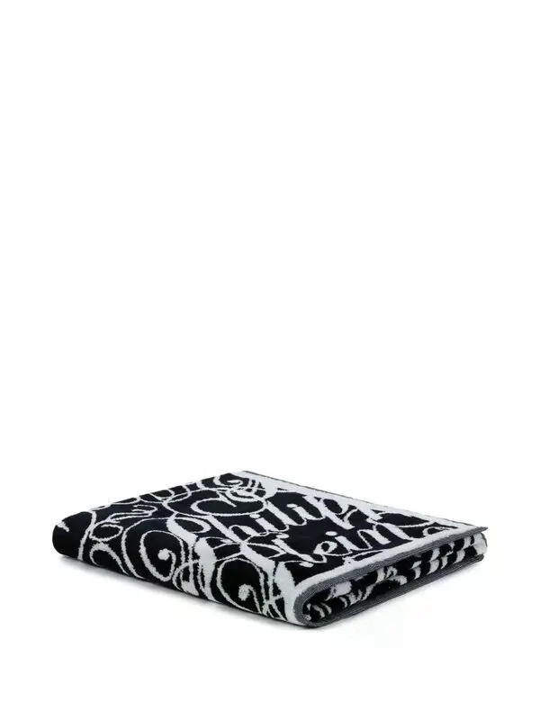 Philipp Plein Signature-print Bath Towel - Black