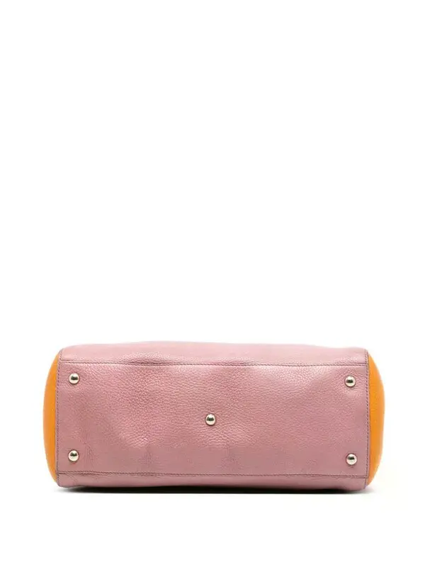 Gucci Medium Bicolor Calfskin Bamboo Shopper Satchel - Orange