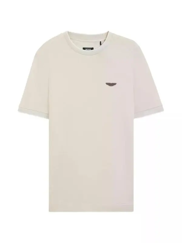 BOSS X Aston Martin T-shirt In Wool-cotton Jacquard - Neutrals