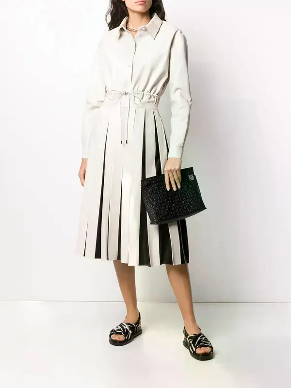 TOD'S Pleated Lambskin Leather Midi Skirt