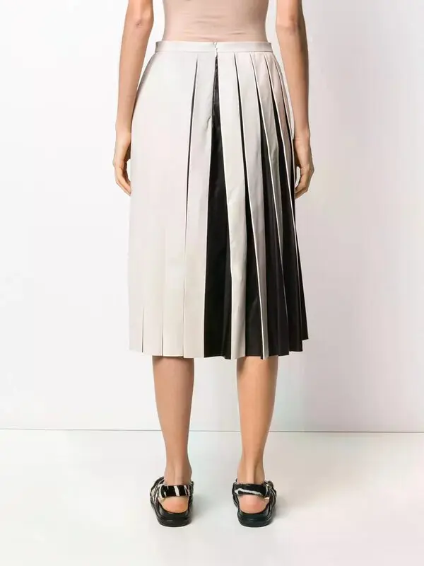 TOD'S Pleated Lambskin Leather Midi Skirt