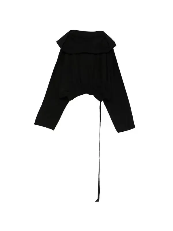 Rick Owens Cropped Hoodie - Black