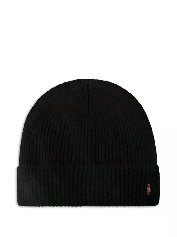 Polo Ralph Lauren Signature-cuffed Beanie Hat - Black
