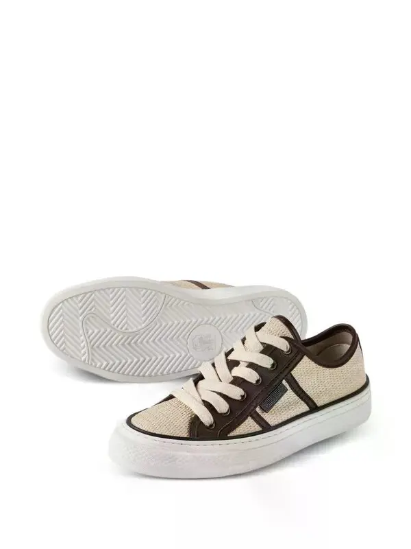 Brunello Cucinelli Techno Raffia Sneakers With Monili Detailing