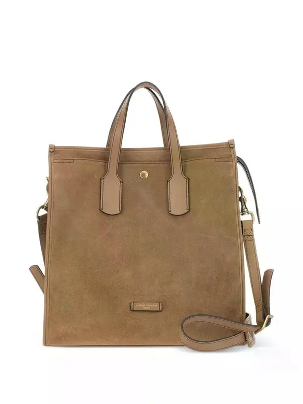 GIANNI CHIARINI Suede Leather Berlino Tote Bag - Brown