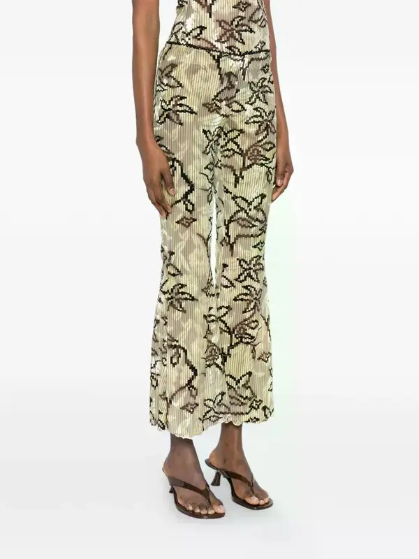 SIEDRES Jeslynn Floral-print Pleated Trousers - Neutrals