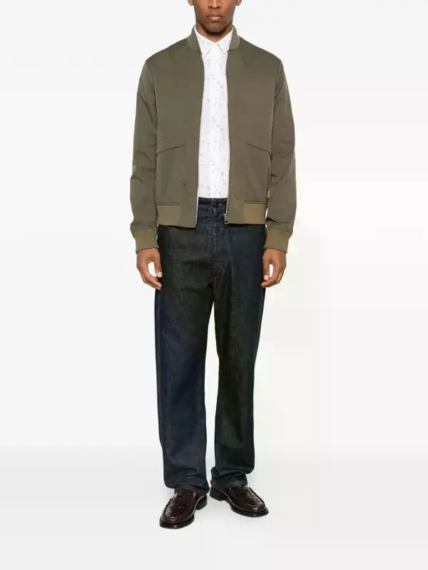 PAUL SMITH オリーブグリーン ジャンパー Paul Smith Zip Bomber Jacket - Green | Editorialist