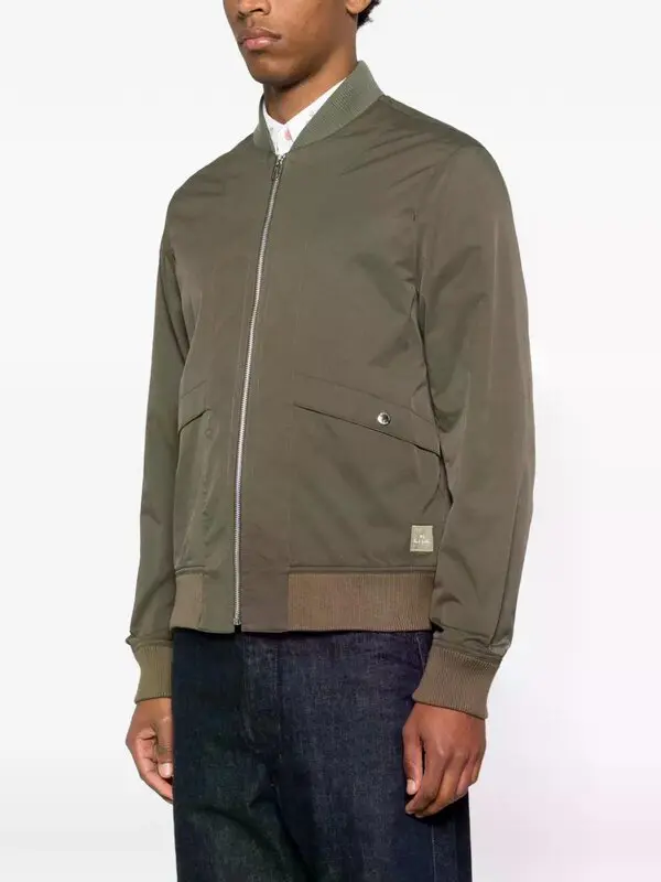 PAUL SMITH オリーブグリーン ジャンパー Paul Smith Zip Bomber Jacket - Green | Editorialist