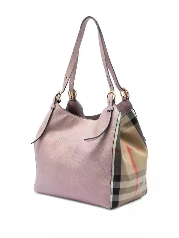 Burberry Leather And House Check Canvas Canterbury Tote Bag