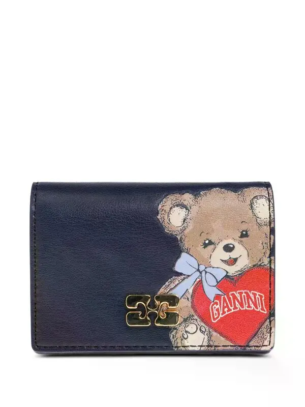 GANNI Teddy Appliqué-logo Wallet - Blue