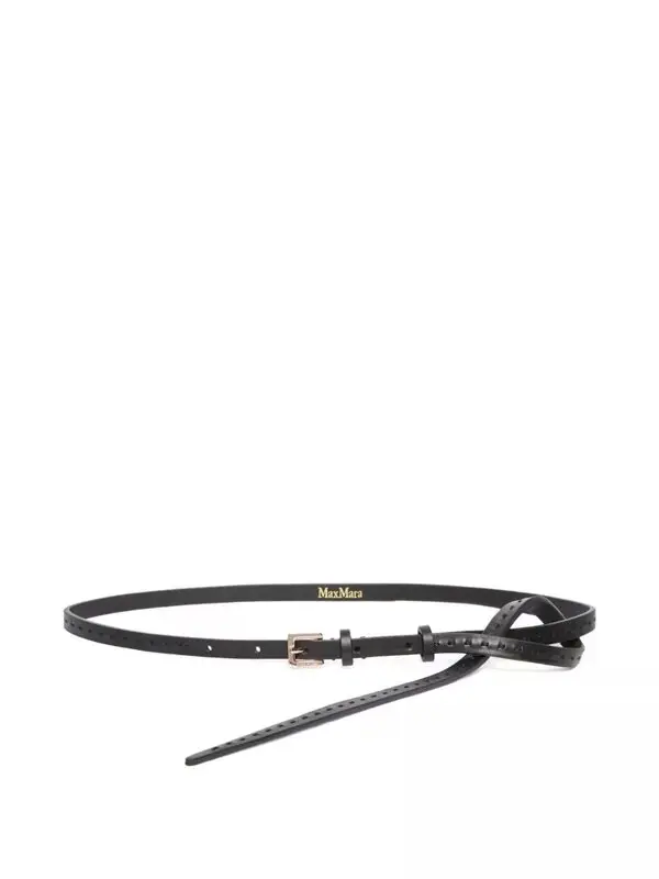Max Mara Buckle Mini Leather Belt - Black