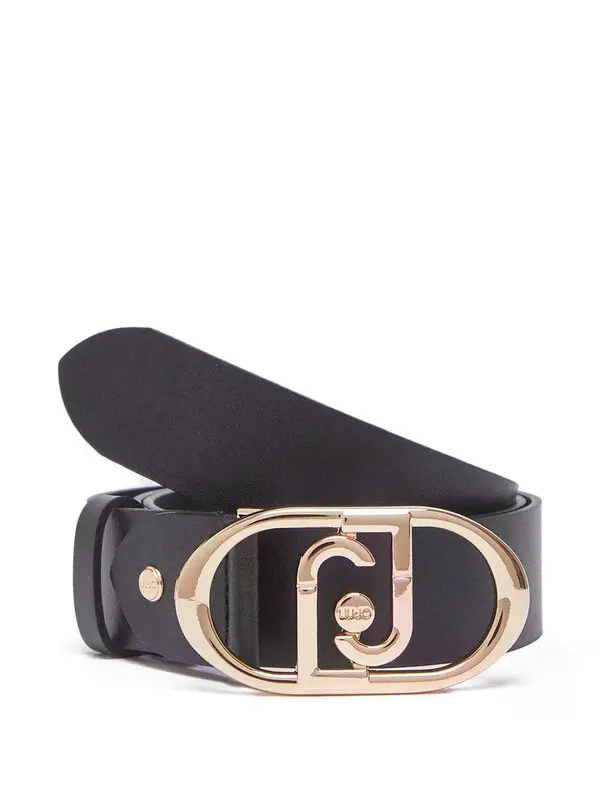 Liu Jo Oval Monogram Leather Belt - Black