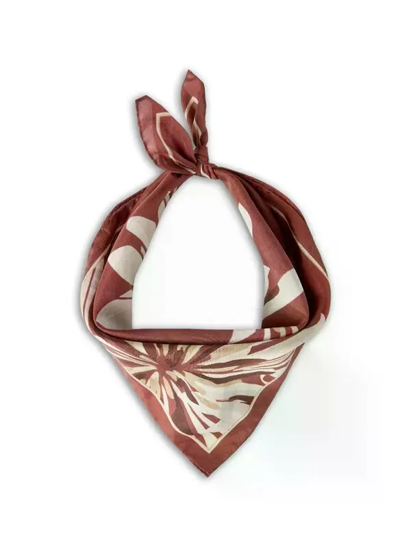 Brunello Cucinelli Bloom Print Pongee Scarf - Brown
