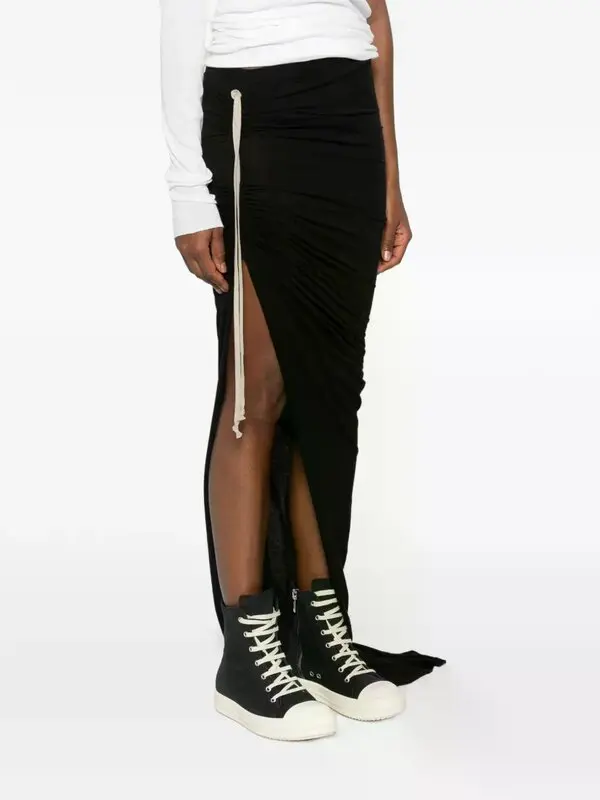 Rick Owens Edfu Drawstring Slit Skirt - Black