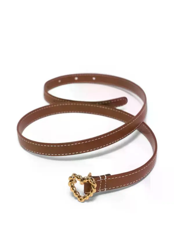 Maje Heart-buckle Leather Belt - Brown