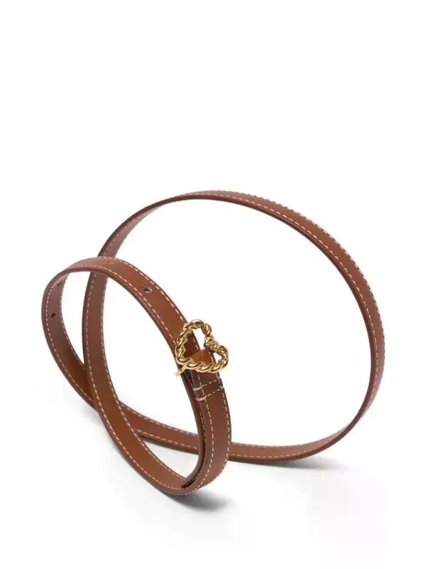 Maje Heart-buckle Leather Belt - Brown