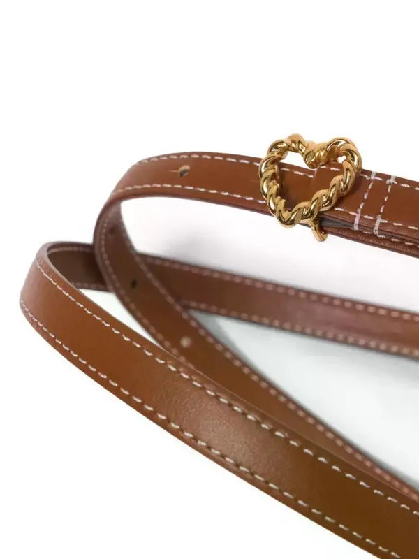 Maje Heart-buckle Leather Belt - Brown