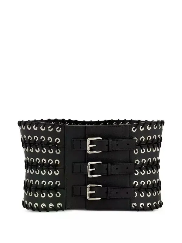 LUDOVIC DE SAINT SERNIN Eyelet Buckle Leather Belt - Black