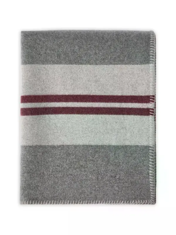 Brunello Cucinelli Striped Double-cloth Throw Blanket - Grey